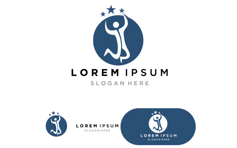 Gente estrella ilustración éxito logo y símbolo vector v13