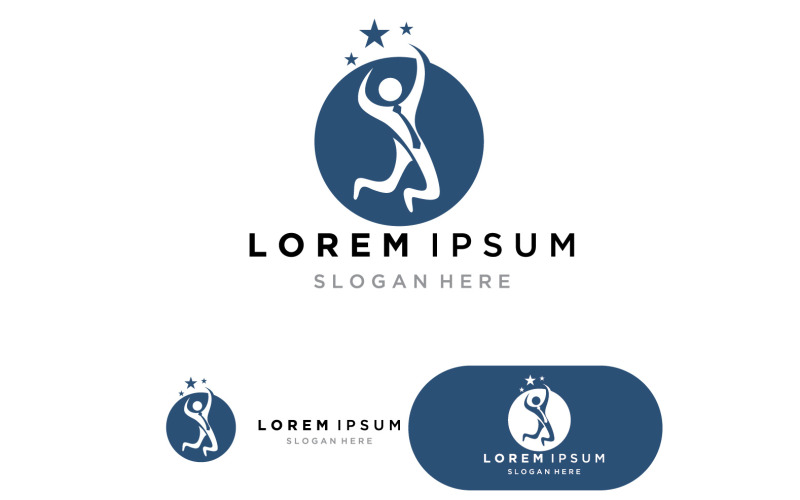 Gente estrella ilustración éxito logo y símbolo vector v15