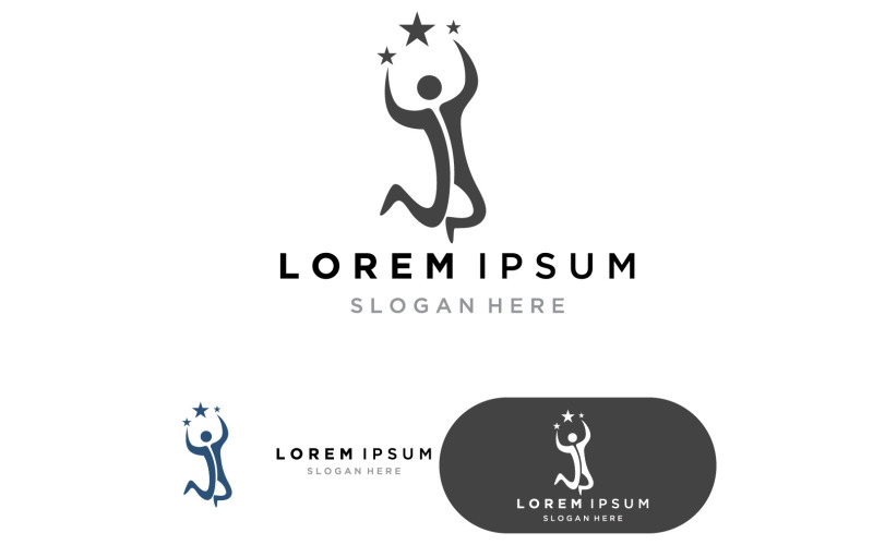 Gente estrella ilustración éxito logo y símbolo vector v9