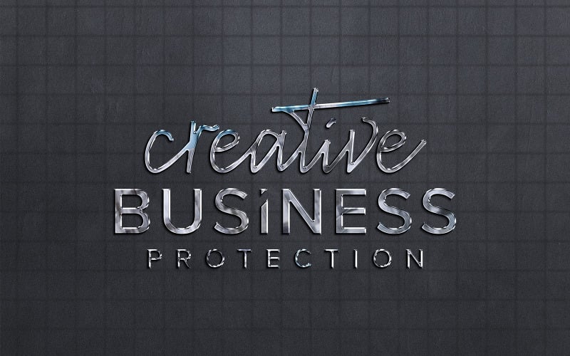 Glossy glass effect logo mockup 3d realistic on gray wall background