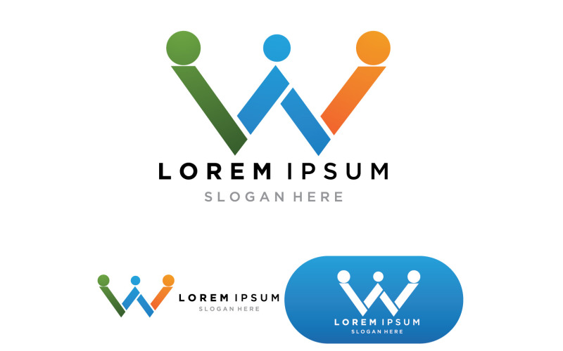 W initial business Letter Logo Template vector v1