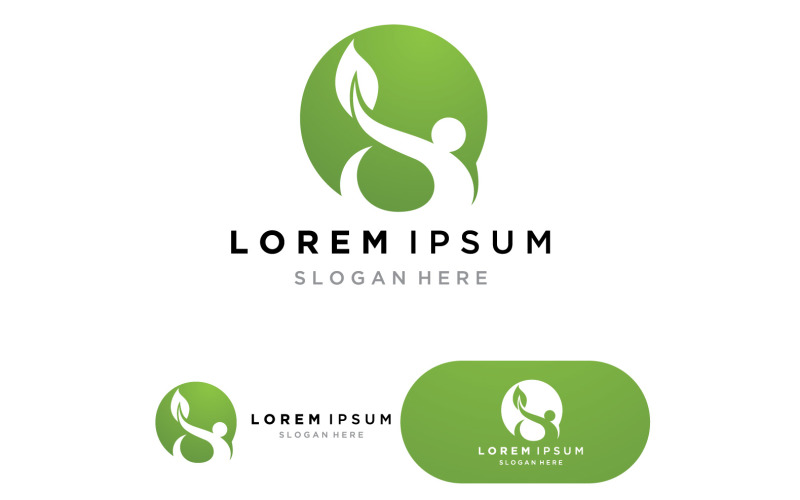 Hoja y plantilla de vector de símbolo de logotipo verde v1