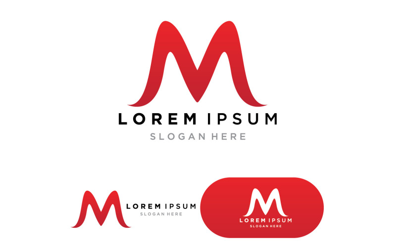 M Harfi Logo Şablonu vektör tasarımı çizimi v1