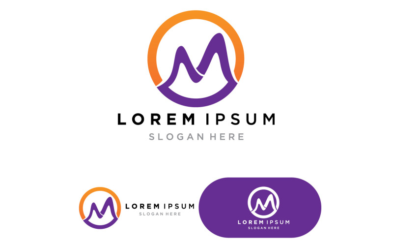 M Harfi Logo Şablonu vektör tasarımı çizimi v2
