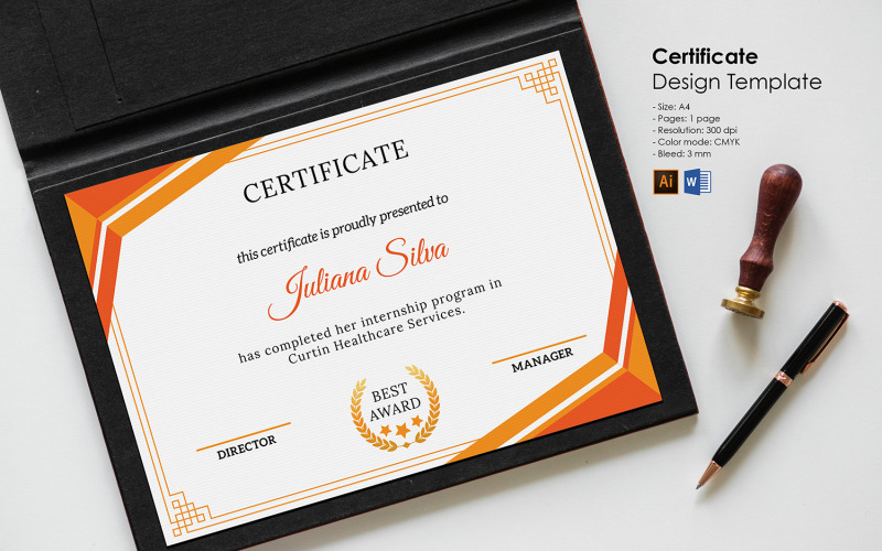 Modèle imprimable de certificat de réussite - TemplateMonster