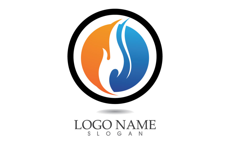Fuego y llama aceite y gas símbolo vector logo v58