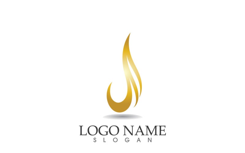 Hair wave gold line logo vector template design v18