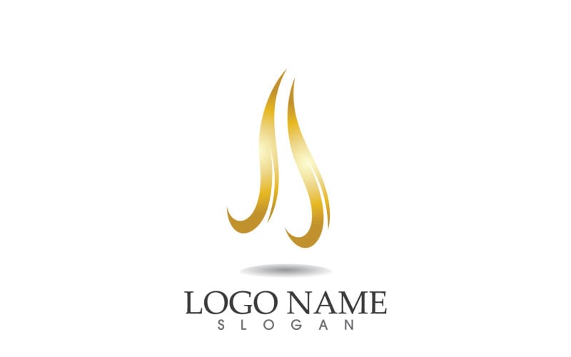 Hair wave gold line logo vector template design v45