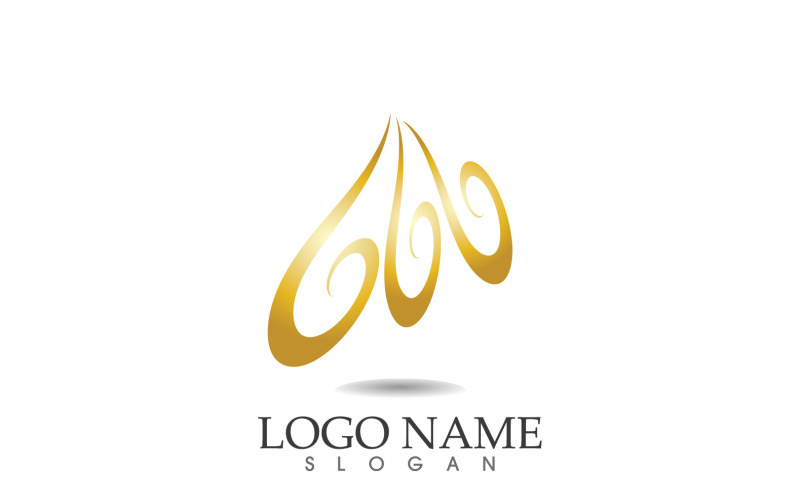 Hair wave gold line logo vector template design v61