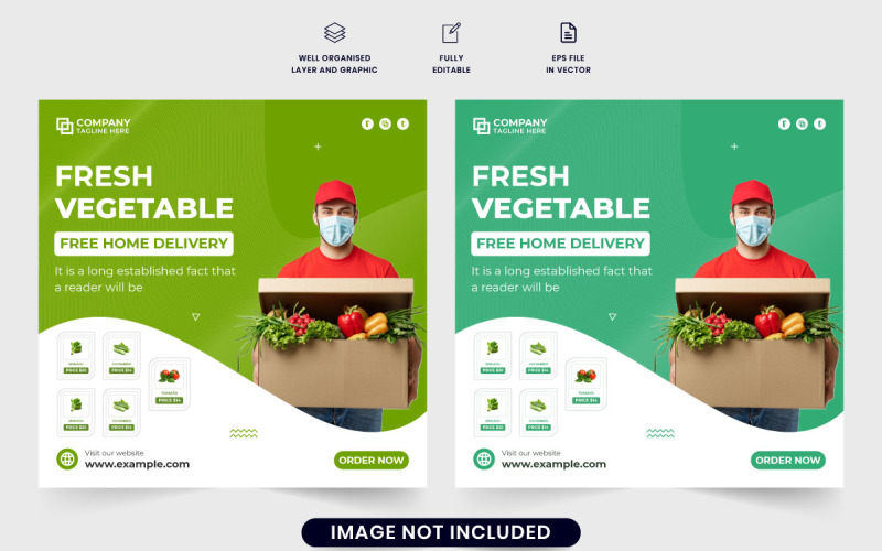 Delivery service social media post vector - TemplateMonster