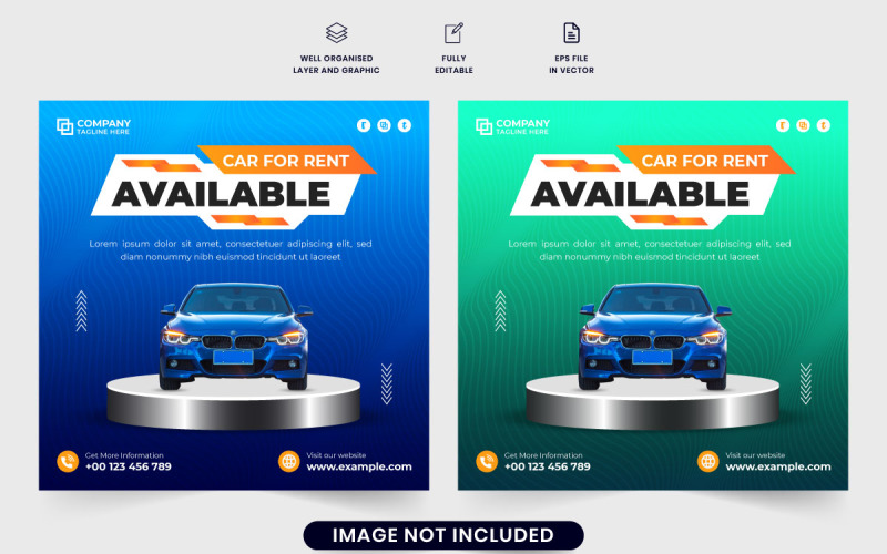 Car rental social media post vector #316136 - TemplateMonster