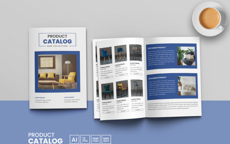 Product catalog template and catalogue layout design or business brochure