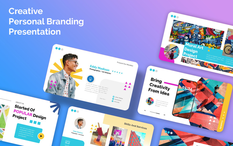 Популярний шаблон для презентації портфоліо особистого бренду Powerpoint