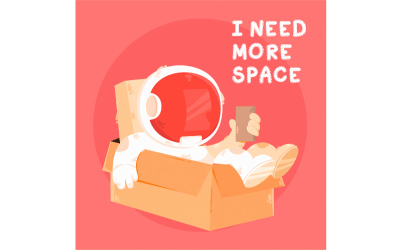 Astronaut Inside Box Illustration #316619 - TemplateMonster