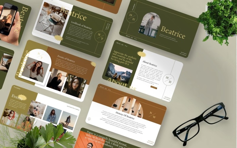 Béatrice - Modèle PowerPoint de mode - TemplateMonster