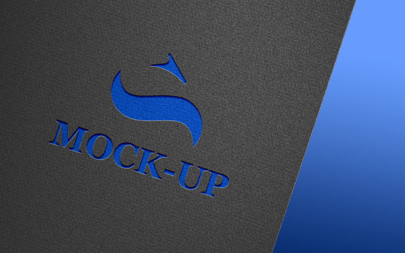 Cutout logo mockup on black paper texture background with debossed effect