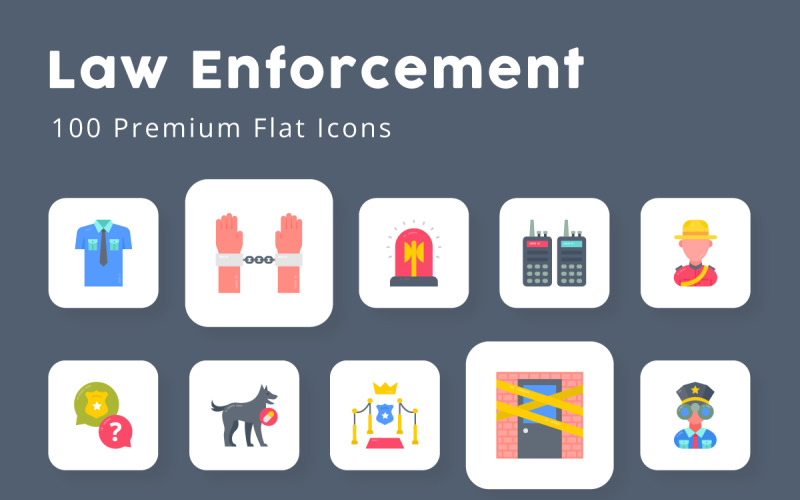 Law Enforcement Unique Flat Icons #316857 - TemplateMonster