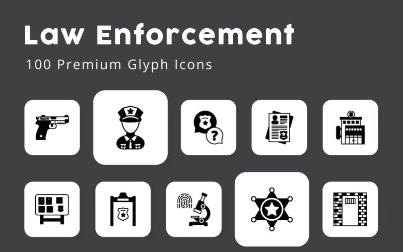 Law Enforcement Unique Glyph Icons #316856 - TemplateMonster