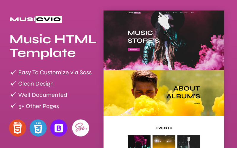 Musicvio - Modèle de site Web Music Bootstrap HTML5