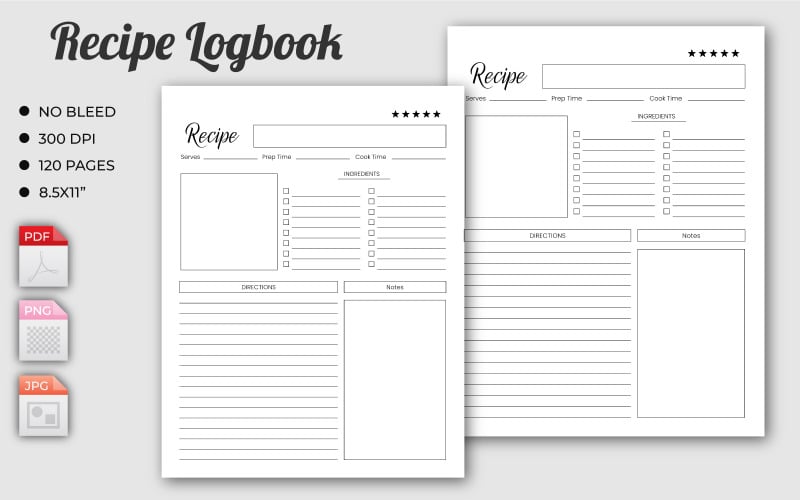 This is a Recipe Journal KDP interior - TemplateMonster