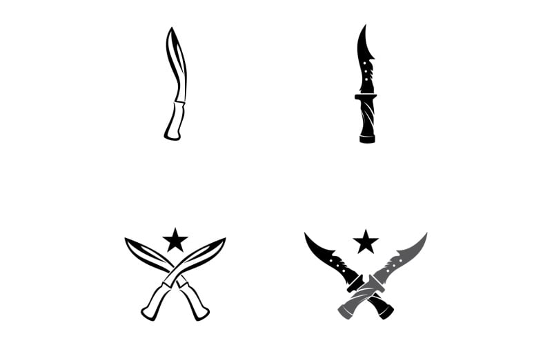 Guerra comando cuchillo icono logo vector versión v6