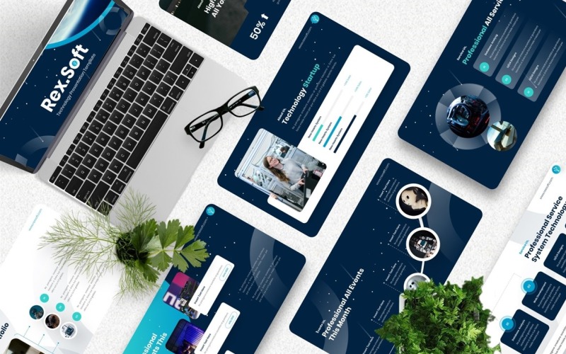 Rexsoft - Modèle PowerPoint de technologie - TemplateMonster
