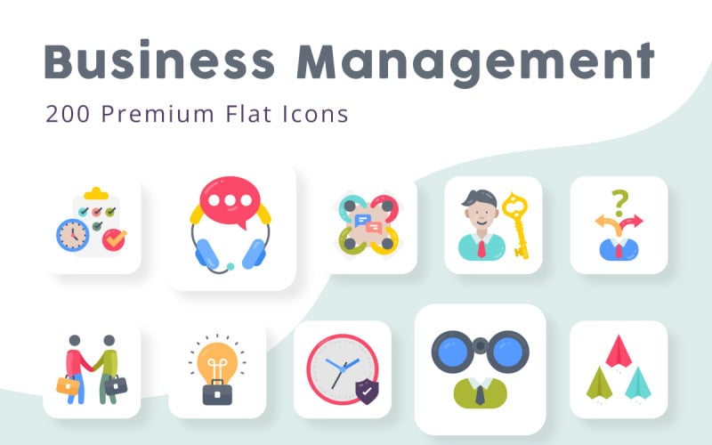 Business Management Unique Flat Icons - TemplateMonster