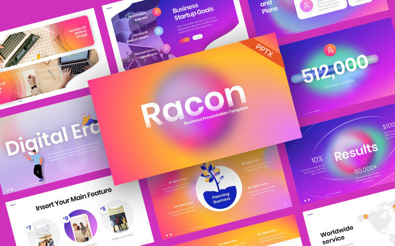 Modèle PowerPoint de style dégradé d'affaires Racon