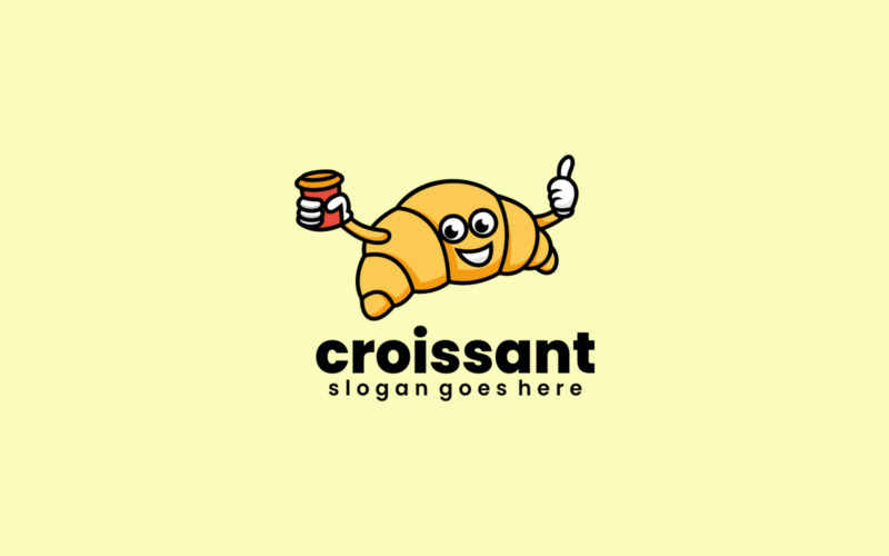 Croissant Mascot Cartoon Logo #317688 - TemplateMonster