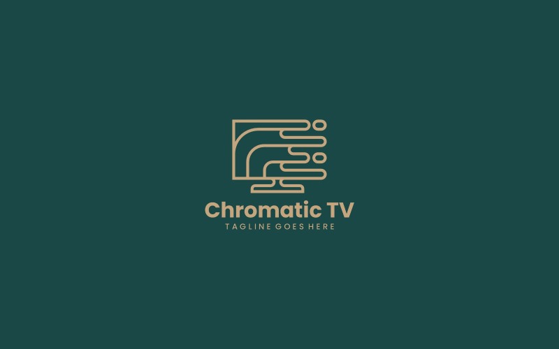 Logotipo de arte de línea de TV cromática - TemplateMonster