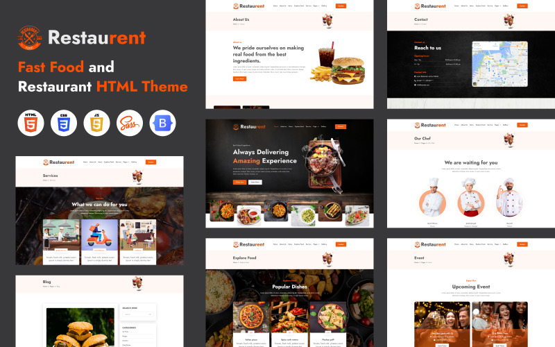 7+ indisk restaurang Bootstrap HTML-webbplatsmallar - TemplateMonster