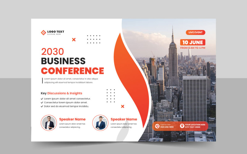 Modèle de flyer horizontal pour conférence d'entreprise ou webinaire et ...