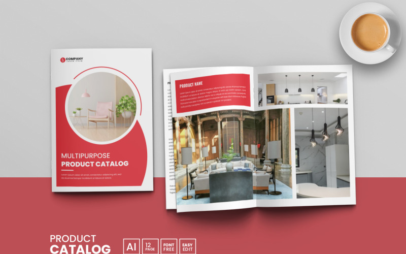 Product catalog template and catalogue layout design. Brochure, Company ...