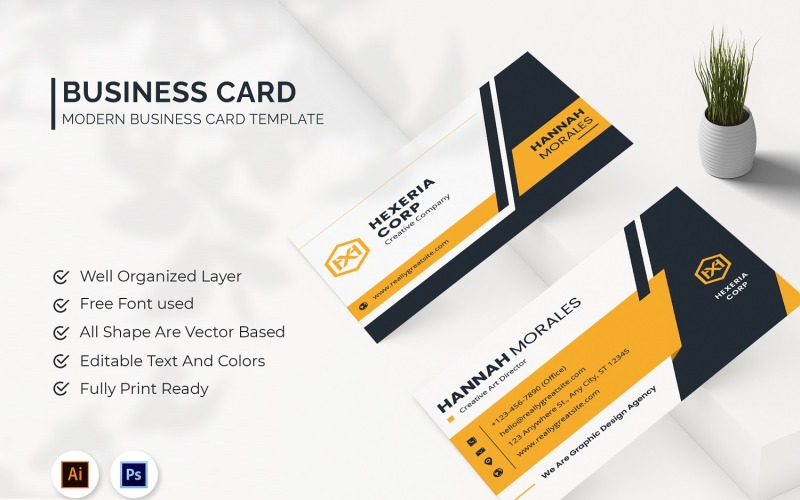 Creative Yellow Business Card #318214 - TemplateMonster