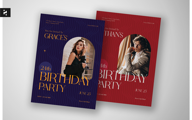 Elegant Birthday Invitation Template - TemplateMonster