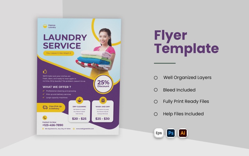 Flyer-Vorlage für den Wäscheservice #318263 - TemplateMonster
