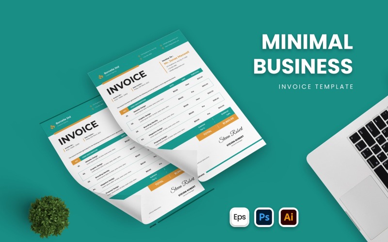 Minimal Business Invoice Template #318272 - TemplateMonster