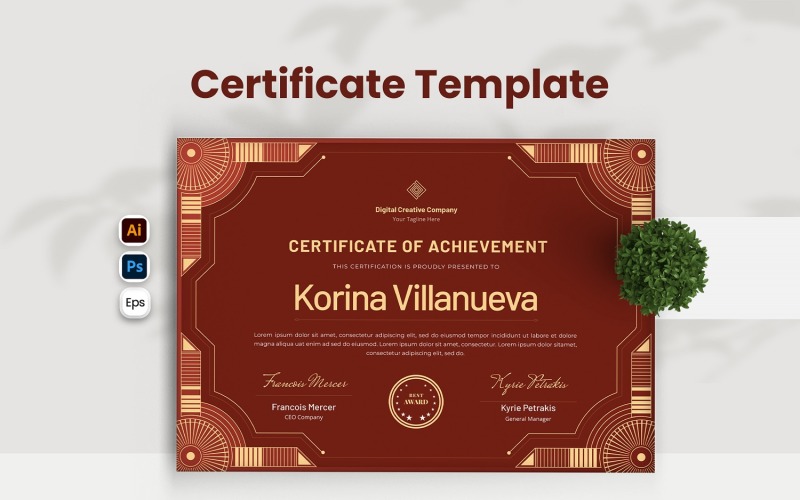Red Authentic Certificate #318236 - TemplateMonster