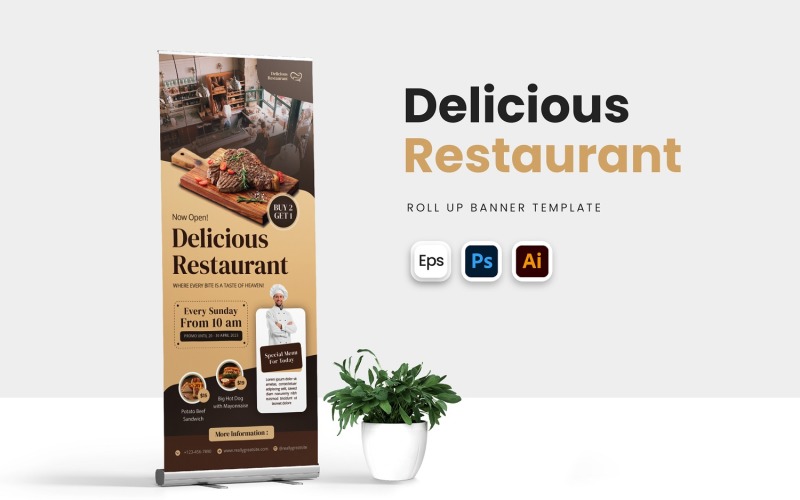 Delicious Resto Roll Up Banner #318307 - TemplateMonster