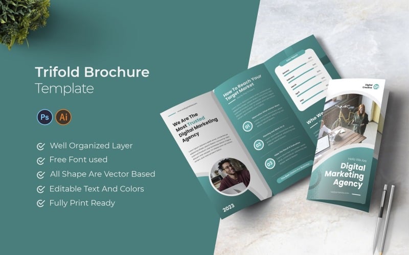 Digital Agency Trifold Brochure #318310 - TemplateMonster