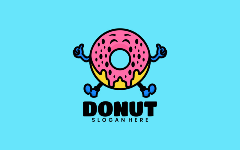 Logo de dessin animé de mascotte de beignets