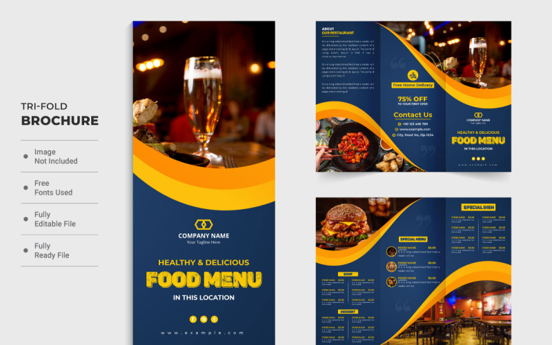 Vector de folleto tríptico de menú de restaurante