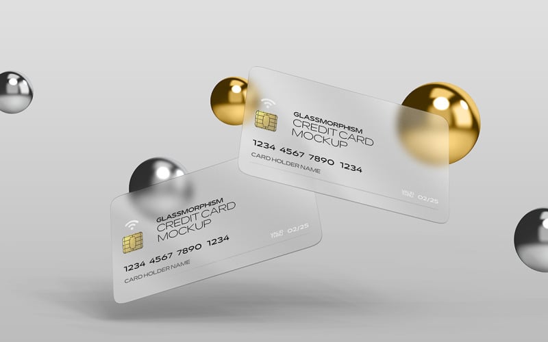Glass Effect Credit Card Mockup Vol 07 - TemplateMonster