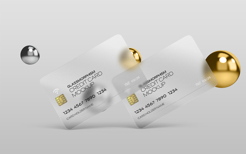 Glass Effect Credit Card Mockup Vol 09 - TemplateMonster