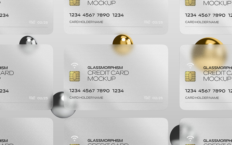 Glass Effect Credit Card Mockup Vol 18 - TemplateMonster