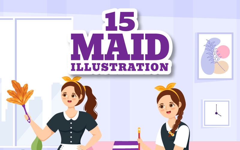 15 Professional Girl Maid Illustration - TemplateMonster