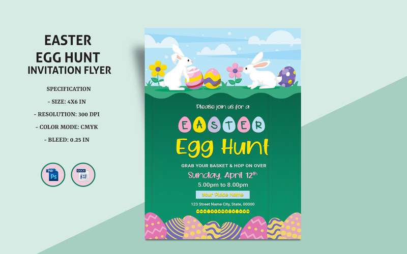 Printable Easter Party Invitation Flyer Template