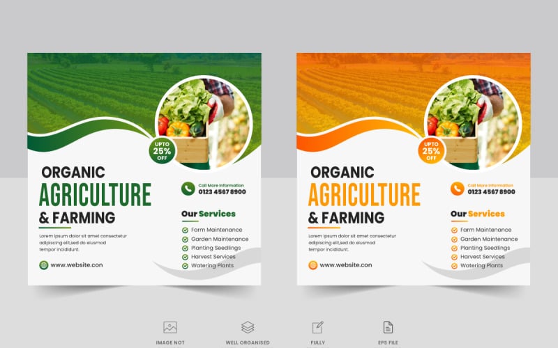 Agricultural and farming services social media post or web banner ...