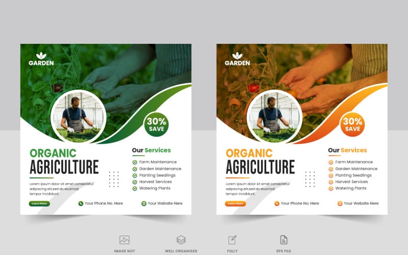 Agro farm services social media post banner template and Agricultural ...