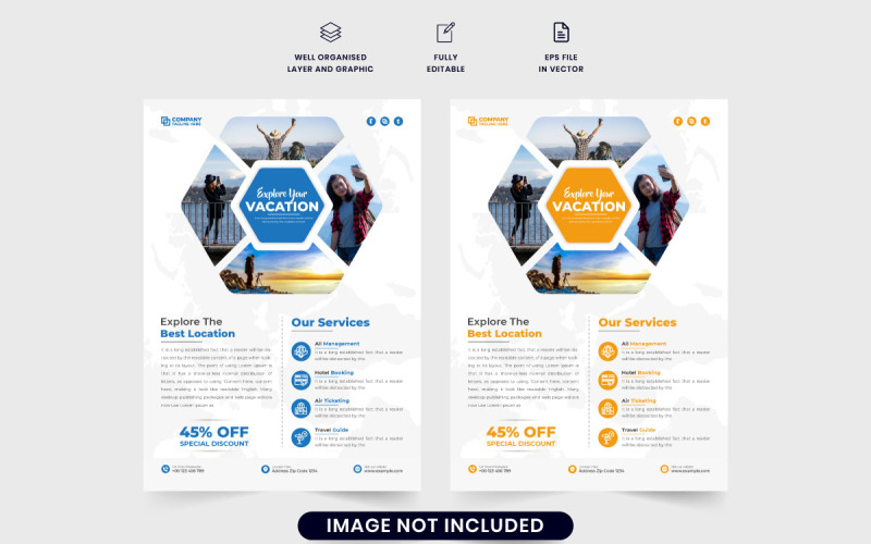 Travel agency promotional template vector design